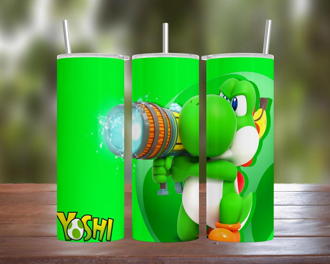 Yoshi With Blaster 20oz 30oz Stainless Steel Tumbler Straw Lid Video ...