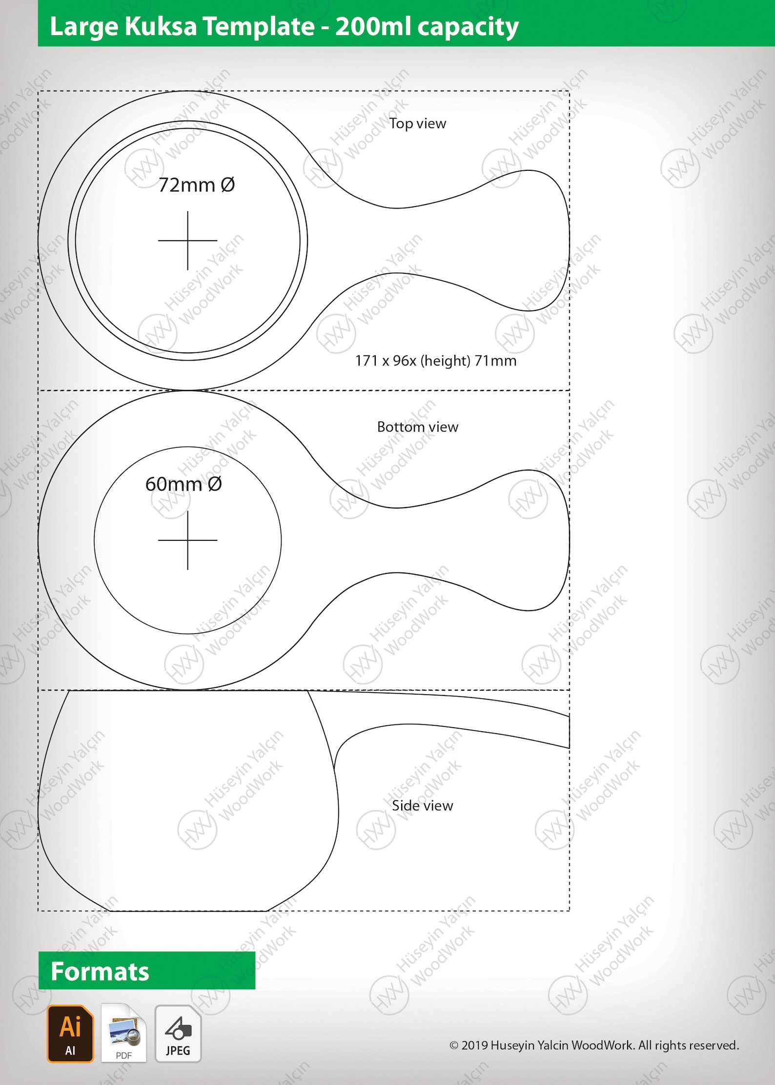 Large Kuksa Template 4, Wooden Cup Drawing, Guksi Template, Coffee Cup ...