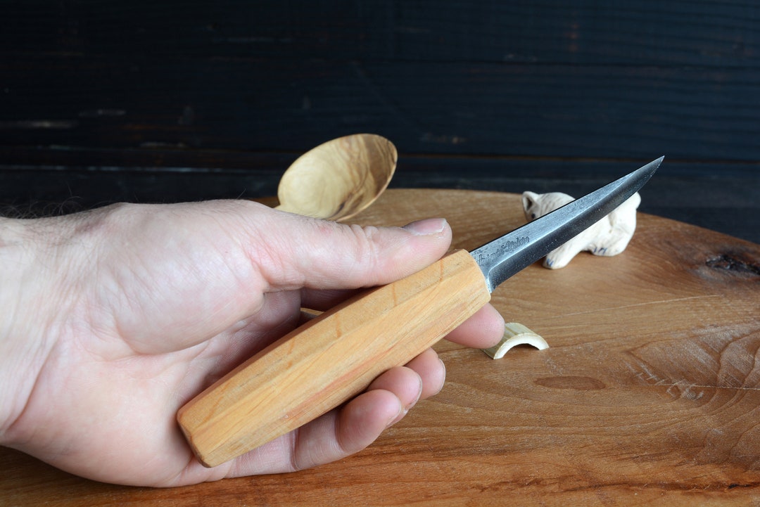 Sloyd Knife 80mm Curved Blade, Wood Carving Knife, Spoon Carving Knife ...