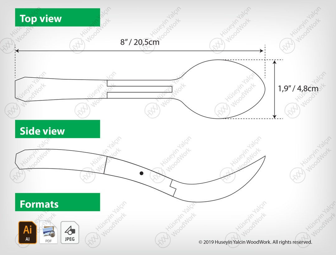Folding Spoon Template, Spoon Drawing, Wooden Spoon Template - Etsy