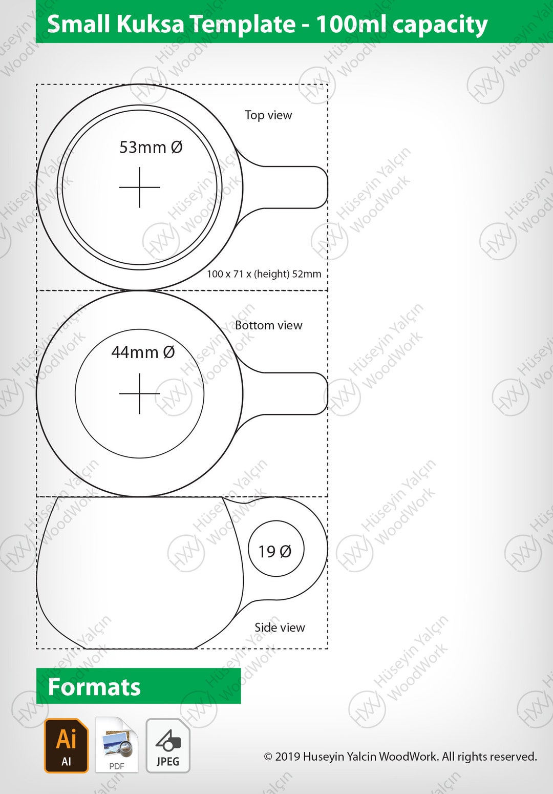 Small Kuksa Template 1, Wooden Cup Drawing, Guksi Template, Coffee Cup ...