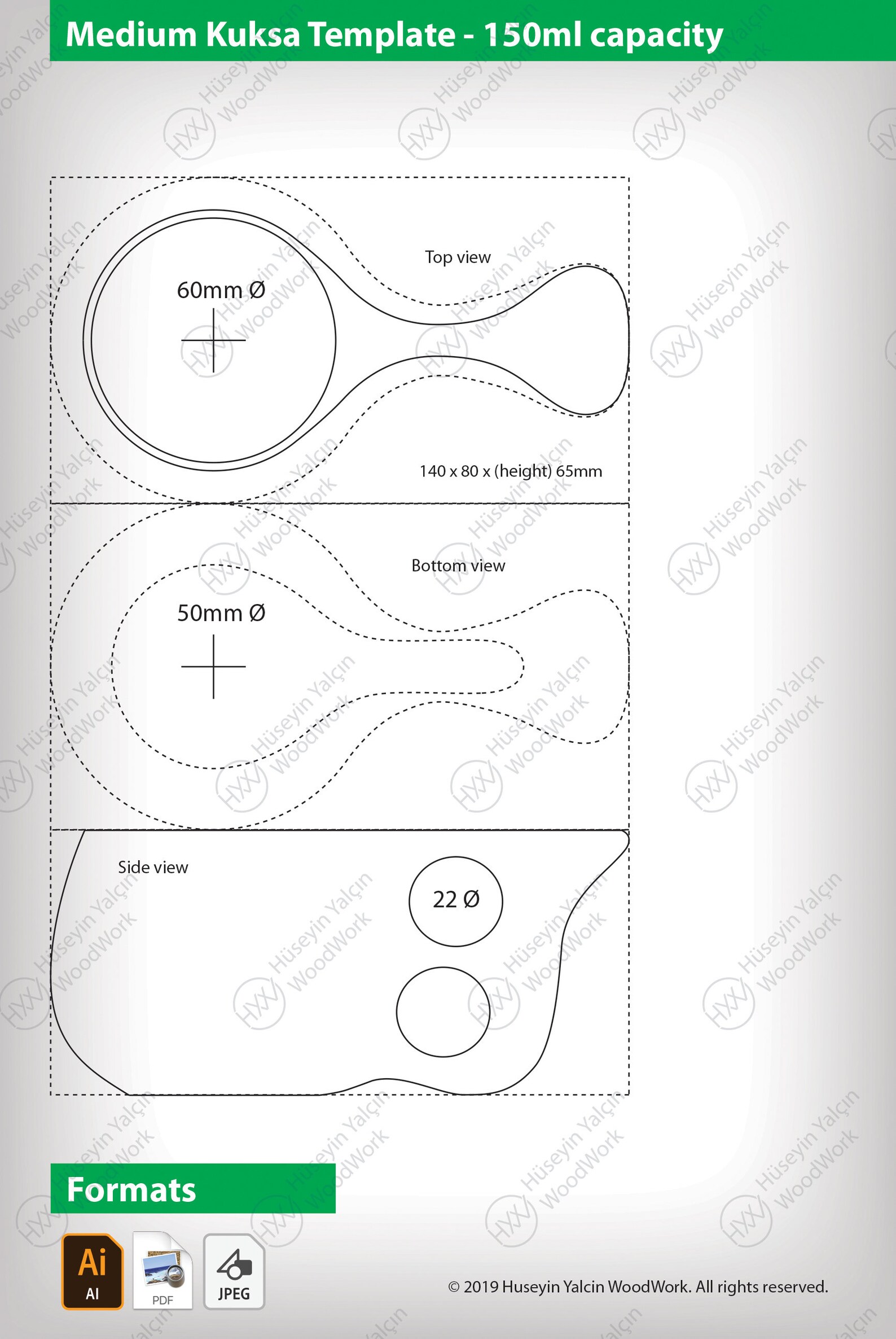 Medium Kuksa Template 2, Wooden Cup Drawing, Guksi Template, Coffee Cup ...