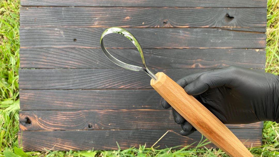 Drop Loop Spoon Knife, Hollow Black Spoon Knife, Hook Knife, Wood ...
