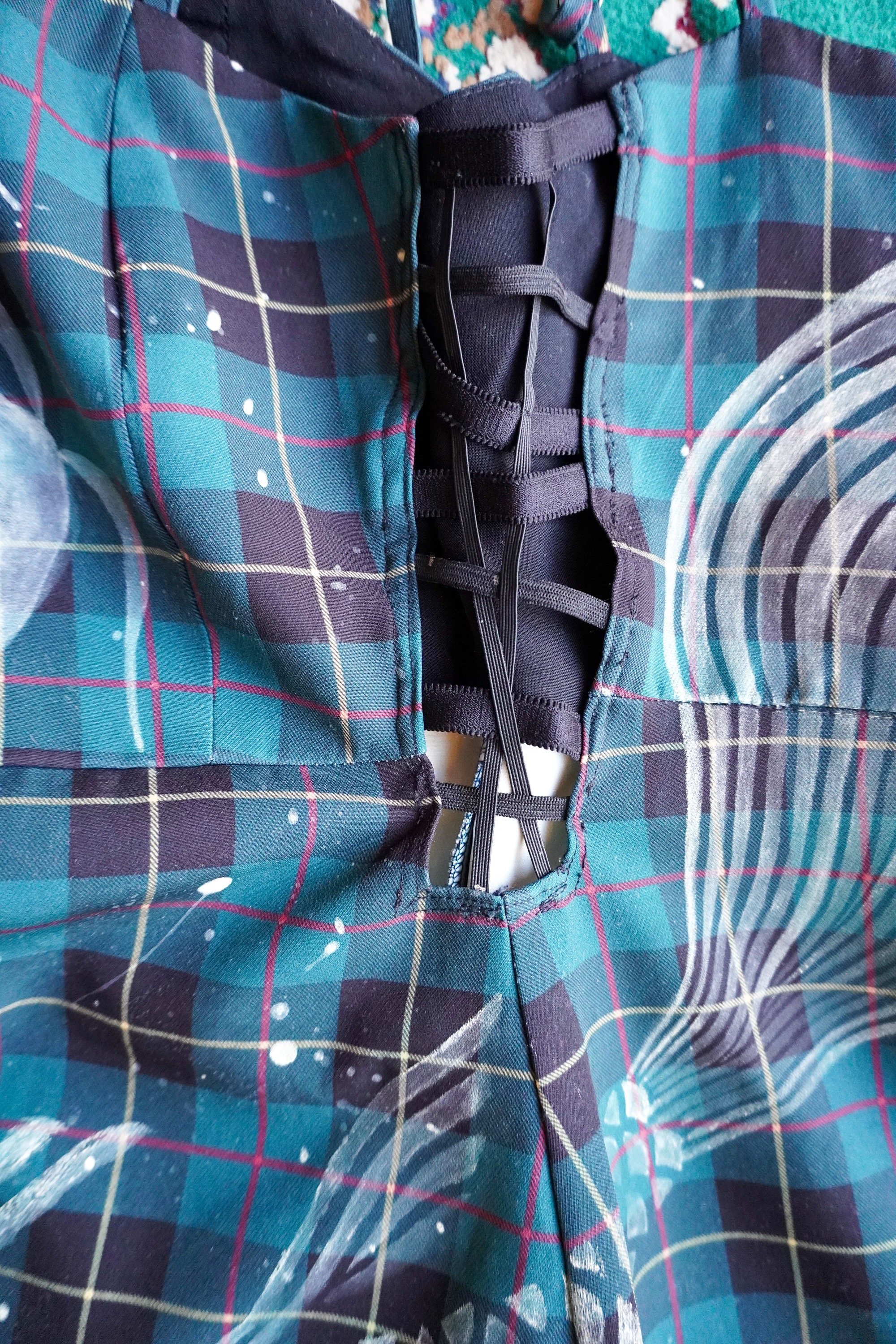 Upcycled Hand Painted Dress Koi Fish Plaid Bodycon Dress - Etsy