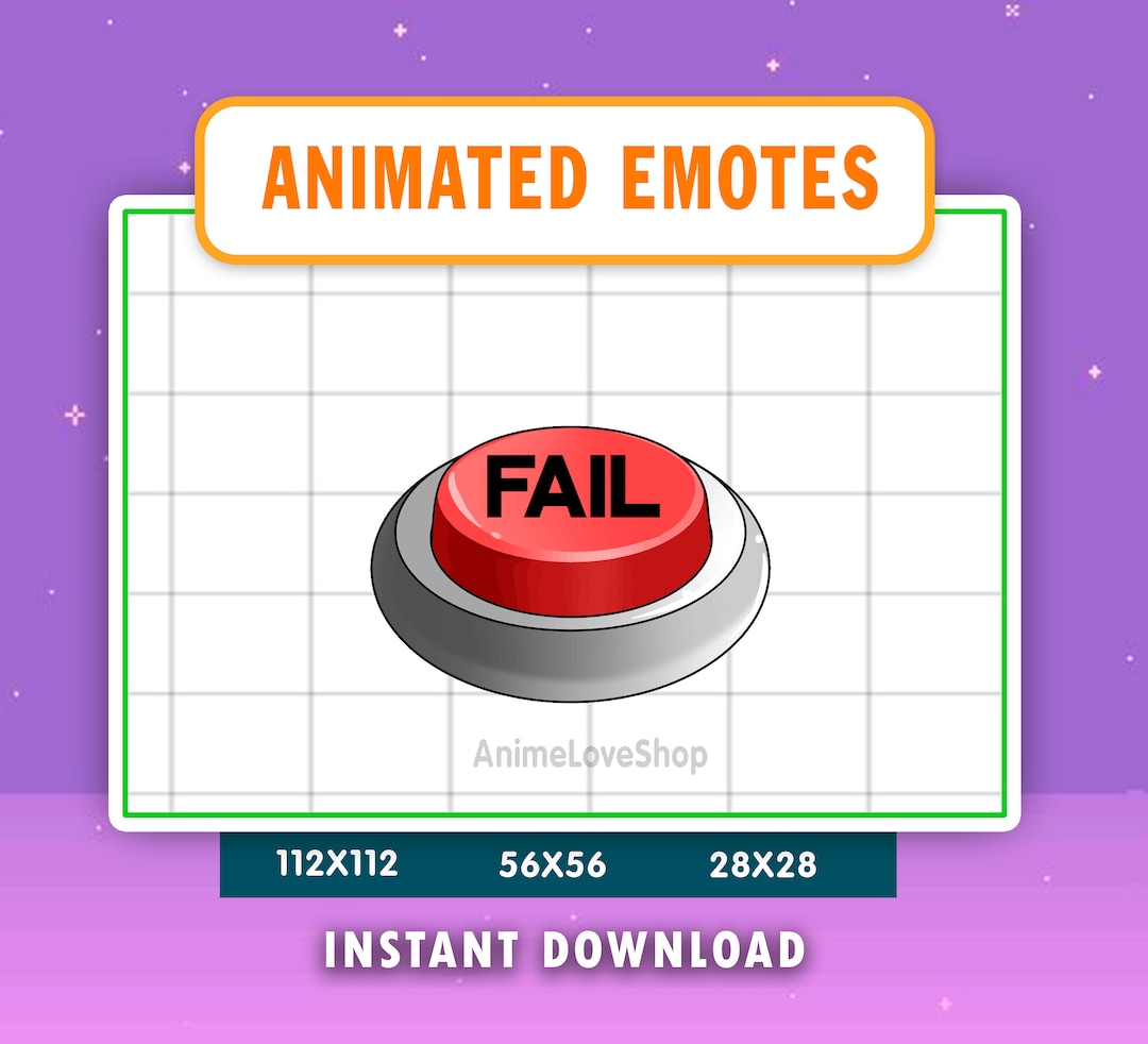 ANIMATED FAIL Button Emote for Twitch, Discord, Youtube, Animated Fail ...