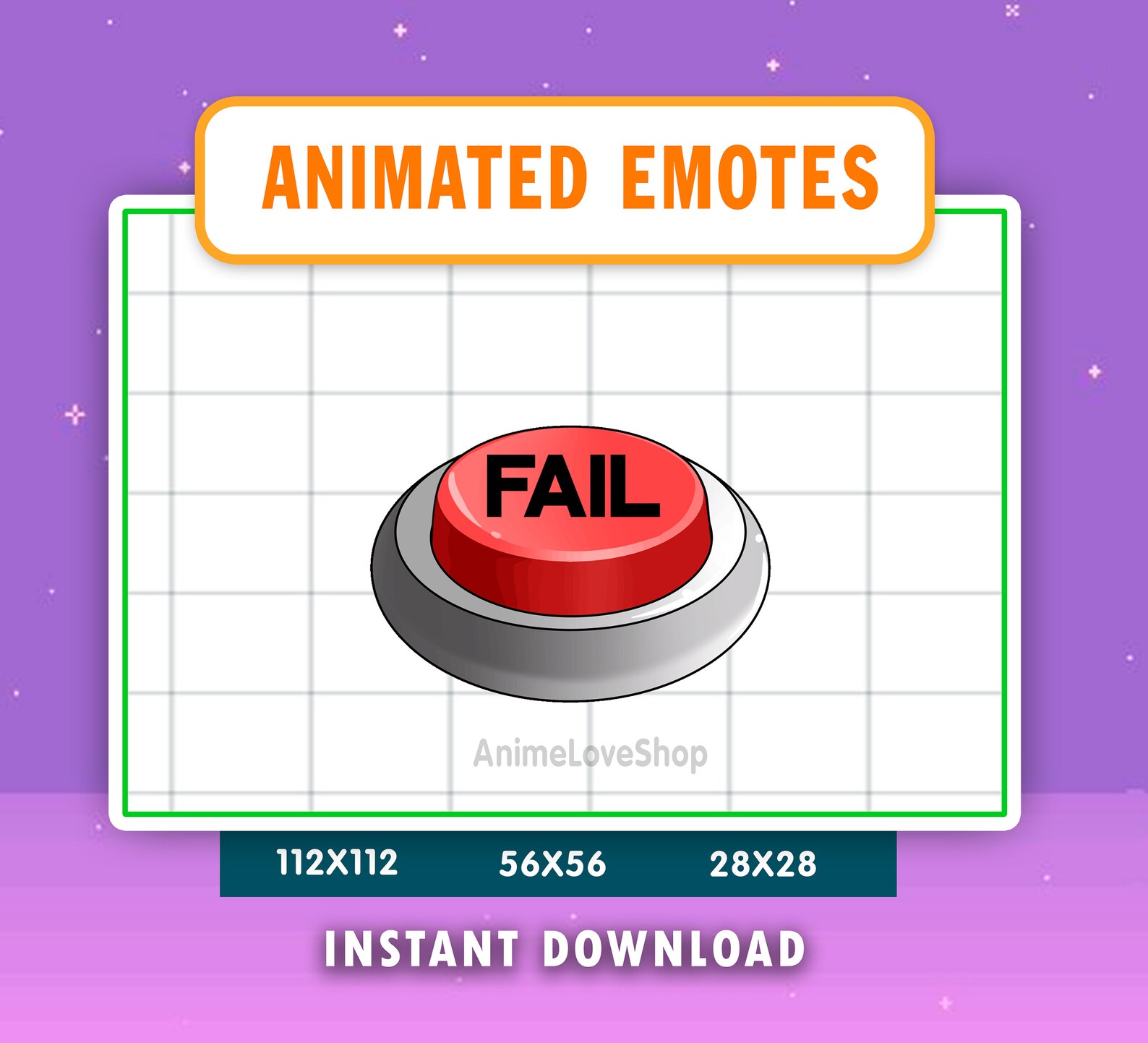 ANIMATED FAIL Button Emote for Twitch, Discord, Youtube, Animated Fail ...