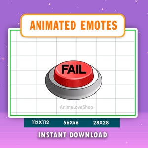 ANIMATED FAIL Button Emote for Twitch, Discord, Youtube, Animated Fail ...