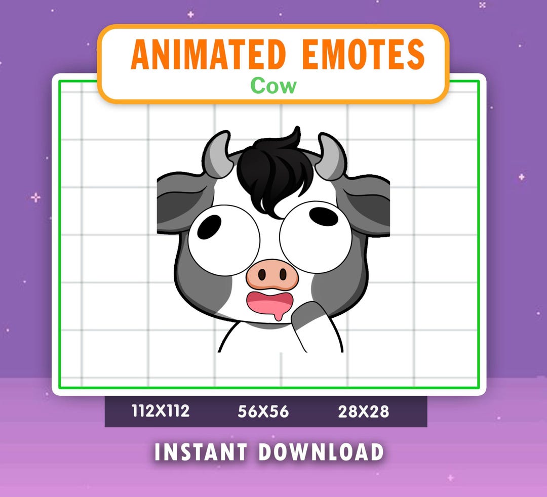 ANIMATED Black Cow Dumb Emote for Twitch, Discord, Youtube, Animated Dumb Cow, Funny Cow Derp ...