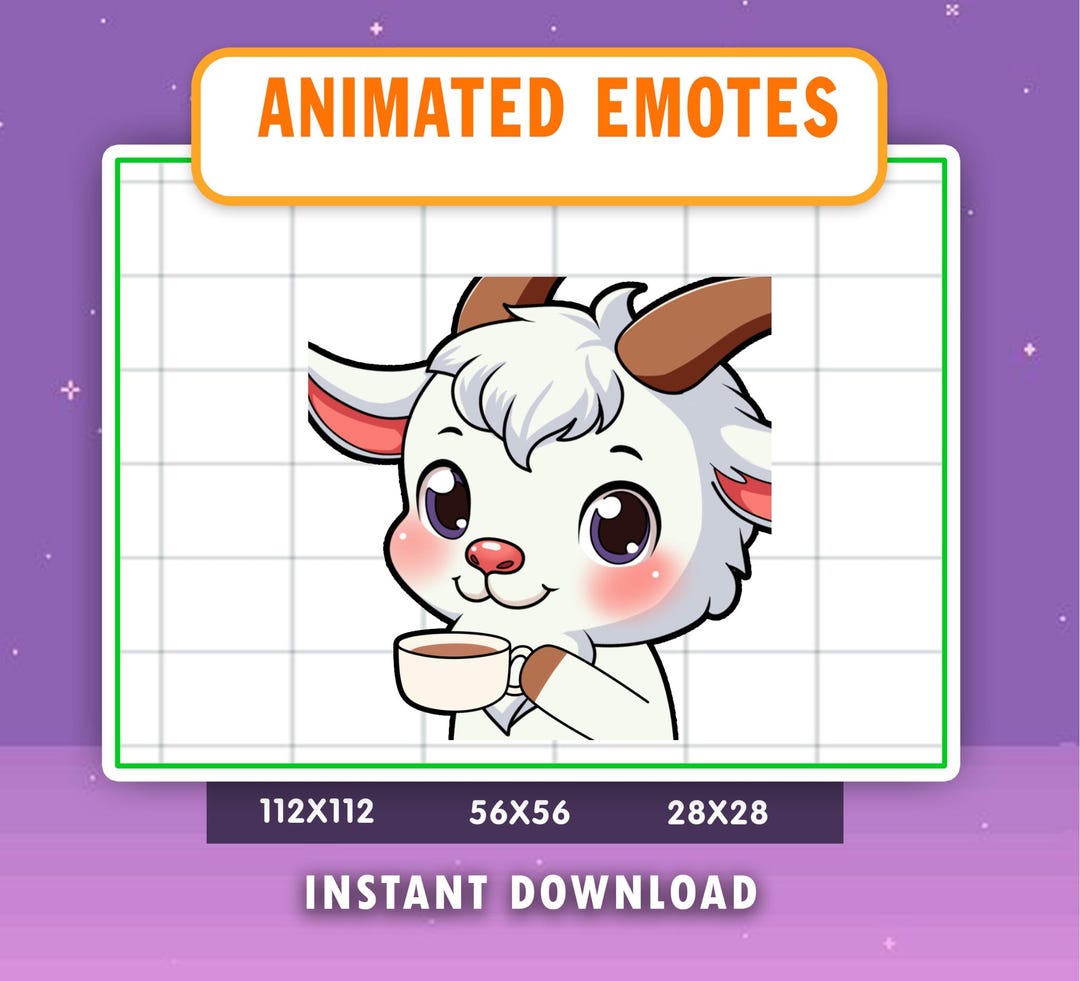 Animated Goat Drink Tea Emote: Twitch, Discord, Youtube (digital File ...