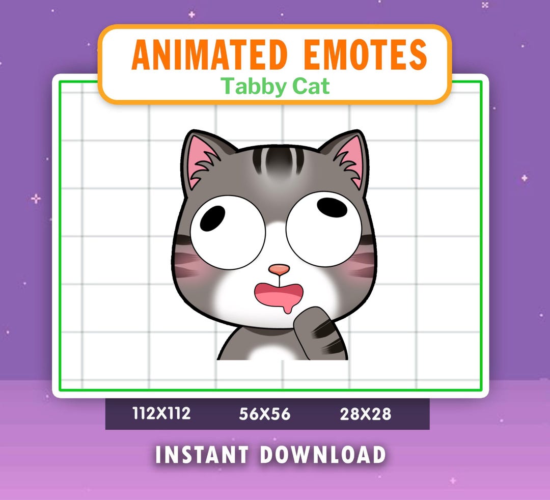 ANIMATED Gray Tabby Cat Dumb Emote for Twitch, Discord, Youtube ...