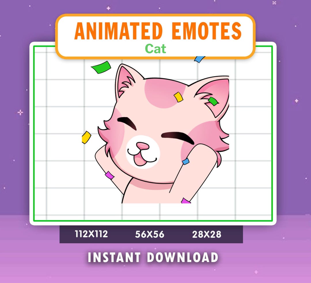 ANIMATED Pink Cat Hype Emote for Twitch, Discord, Youtube, Animated ...