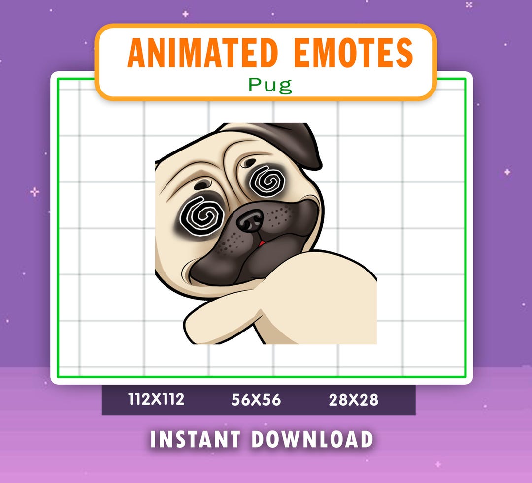 ANIMATED Pug Dog Emote for Twitch, Discord, Youtube, Rip Emote ...