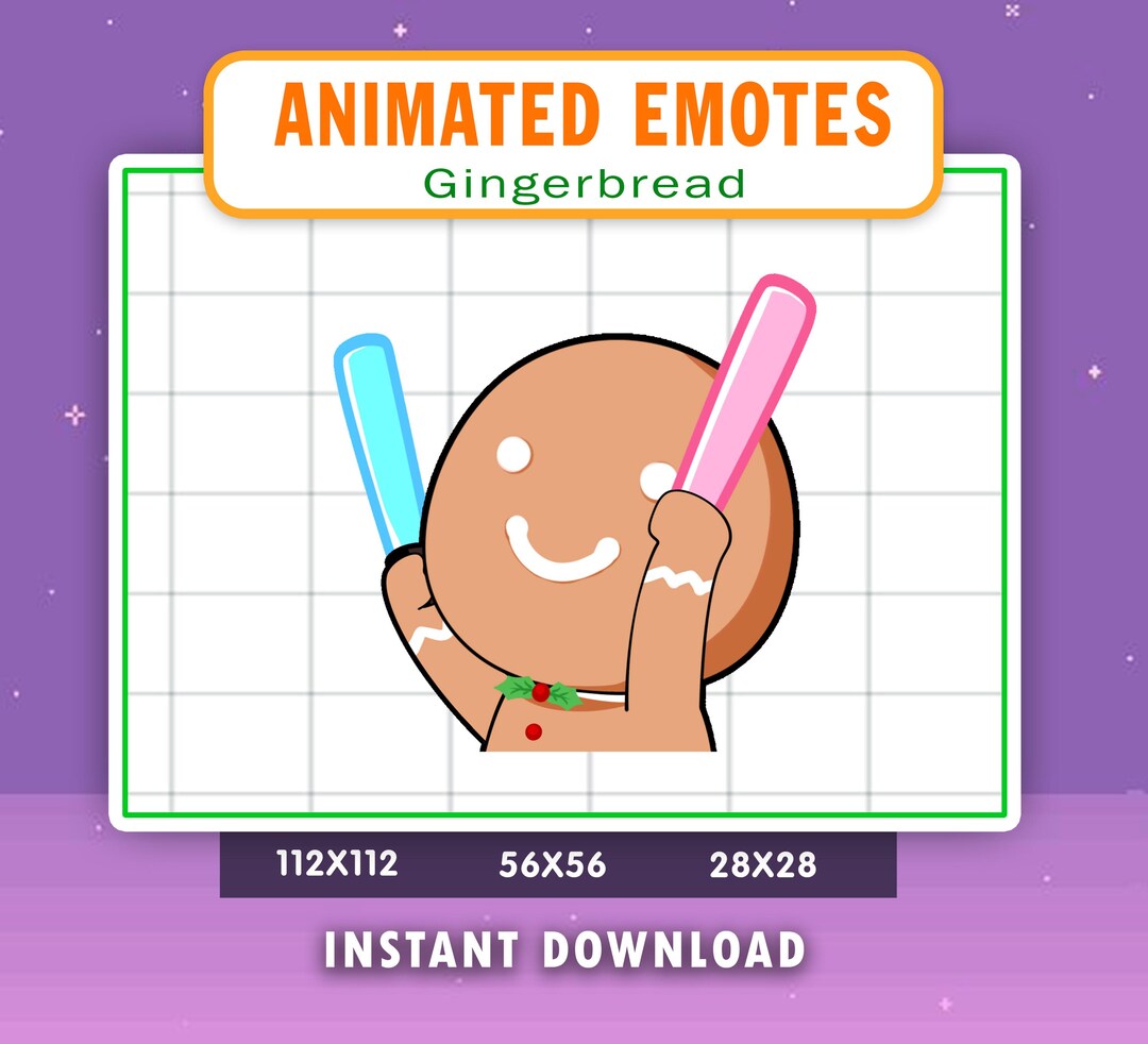 ANIMATED Gingerbread Emote for Twitch, Discord, Youtube, Glow Stick ...