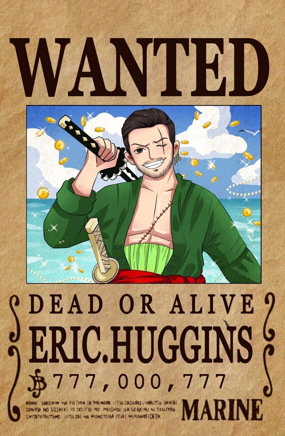 Custom Anime Wanted Poster Drawing Portrait in Wanted Poster - Etsy ...