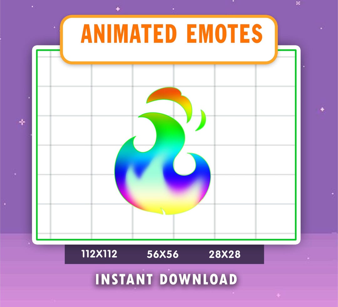 Animated Rainbow Fire Emote for Twitch, Discord, Youtube (digital ...