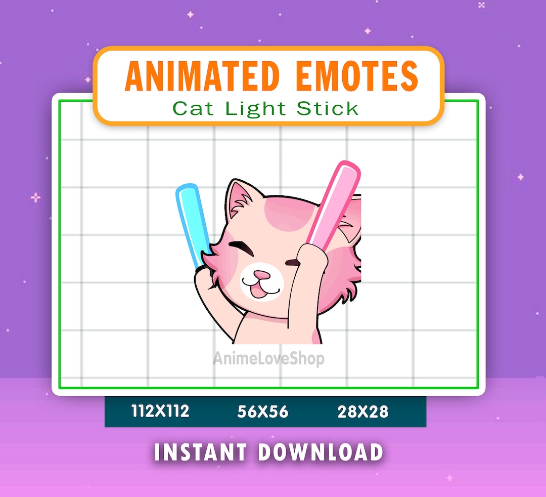 ANIMATED Pink Cat Glow Stick Emote for Twitch, Discord, Youtube ...