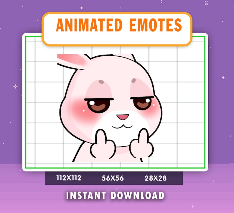 Animated Rabbit Middle Finger Emote: Twitch, Discord, Youtube (digital ...