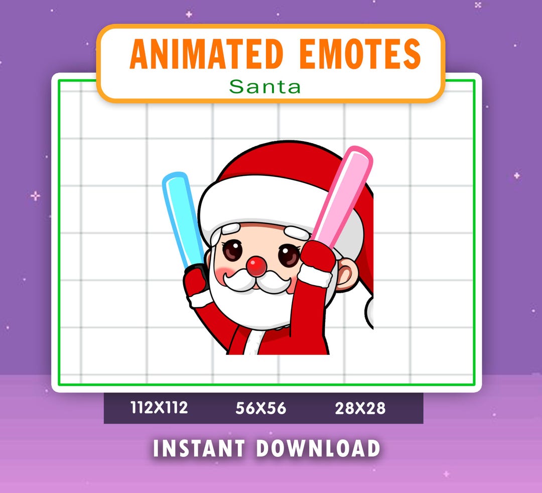 ANIMATED Santa Emote for Twitch, Discord, Youtube, Glow Stick Emote ...