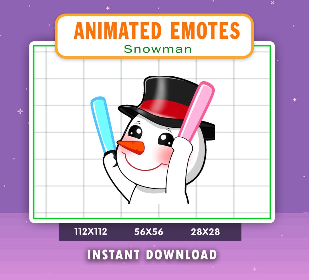 ANIMATED Snowman Emote for Twitch, Discord, Youtube, Glow Stick Emote ...