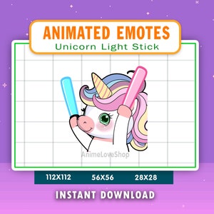 ANIMATED Unicorn Glow Stick Emote for Twitch, Discord, Youtube ...