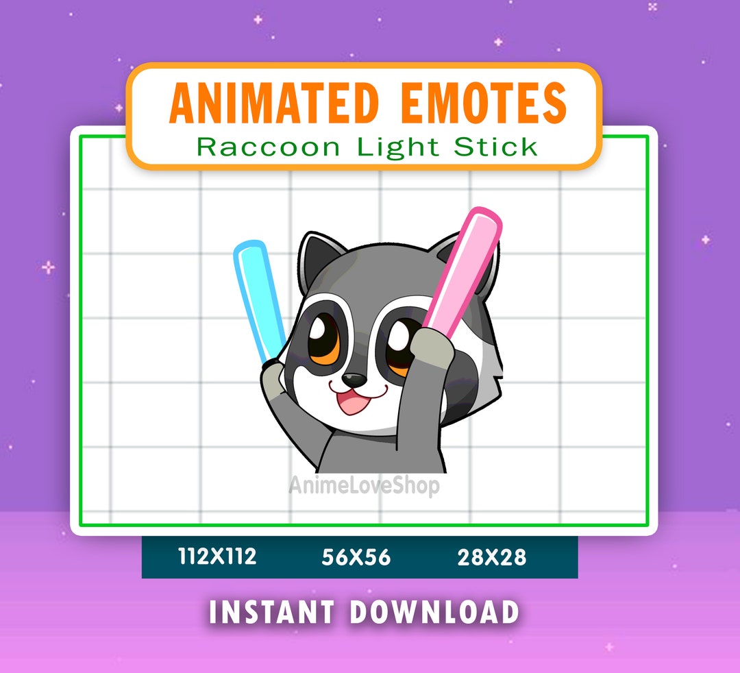 ANIMATED Raccoon Glow Stick Emote for Twitch, Discord, Youtube ...