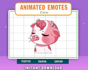 Animated Pink Cow Emote Alert /drink Emote-alert - Etsy