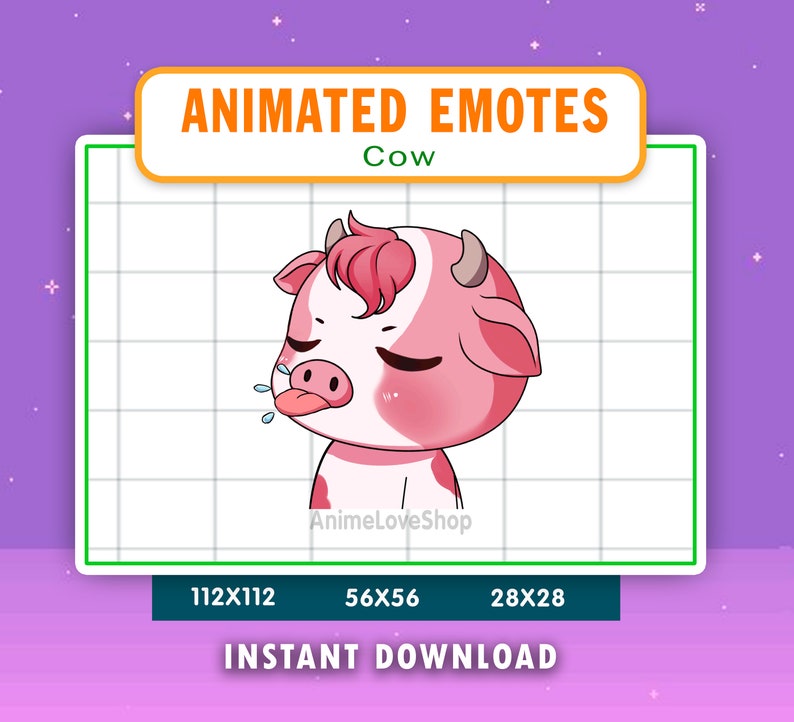ANIMATED Pink Cow BLBL/ Mlem Emote for Twitch, Discord, Youtube ...