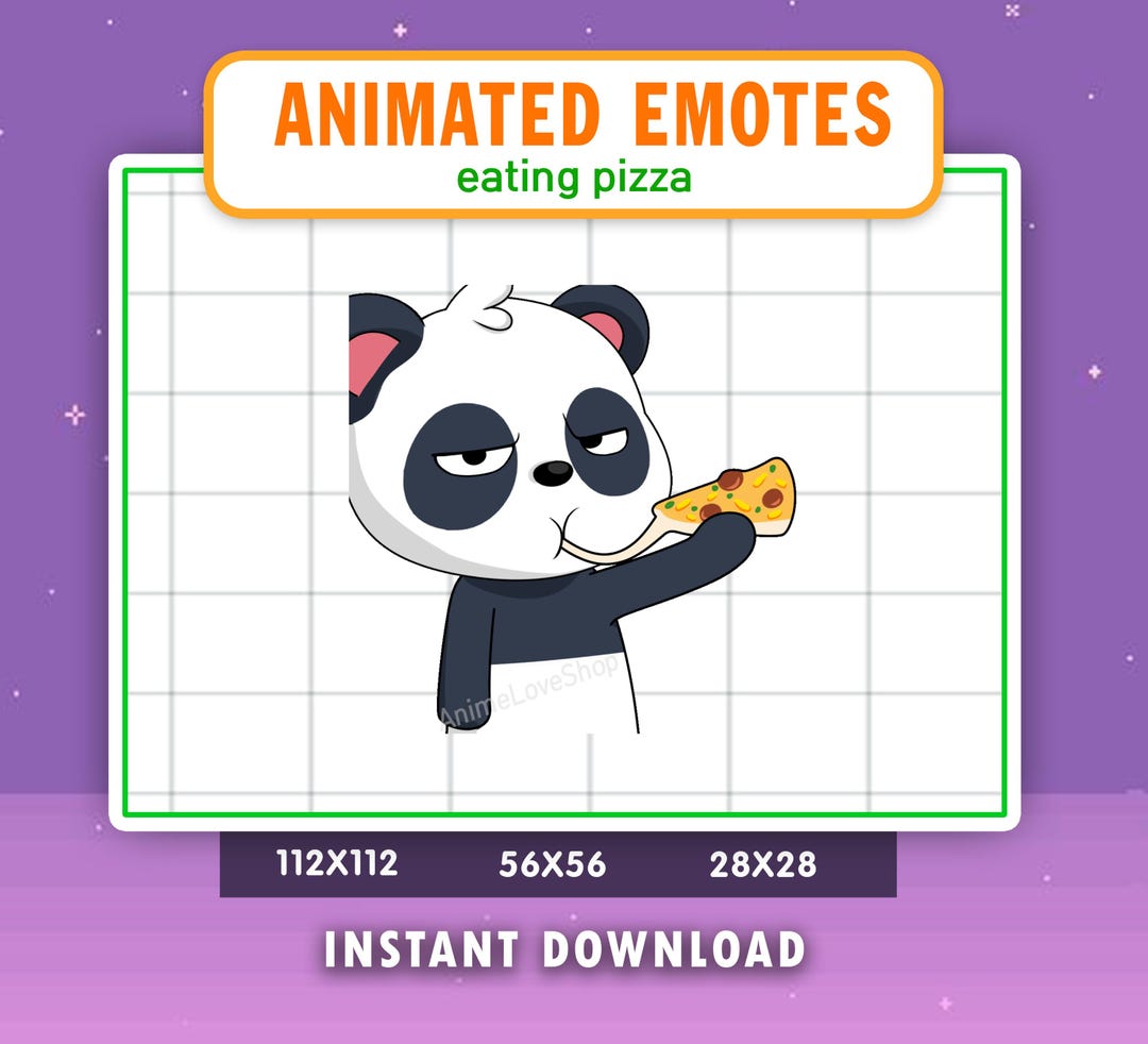 ANIMATED Panda Eating Pizza Emote for Twitch, Discord, Youtube, Panda ...