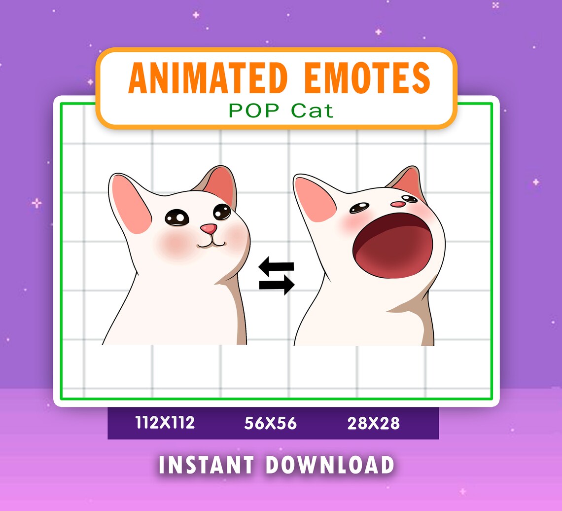 ANIMATED POP Cat Emote for Twitch, Discord, Youtube, Animated Cat Alert ...
