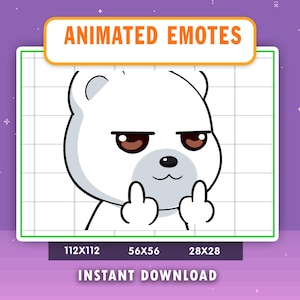 Animated Polar Bear Middle Finger Emote for Twitch, Discord, Youtube ...