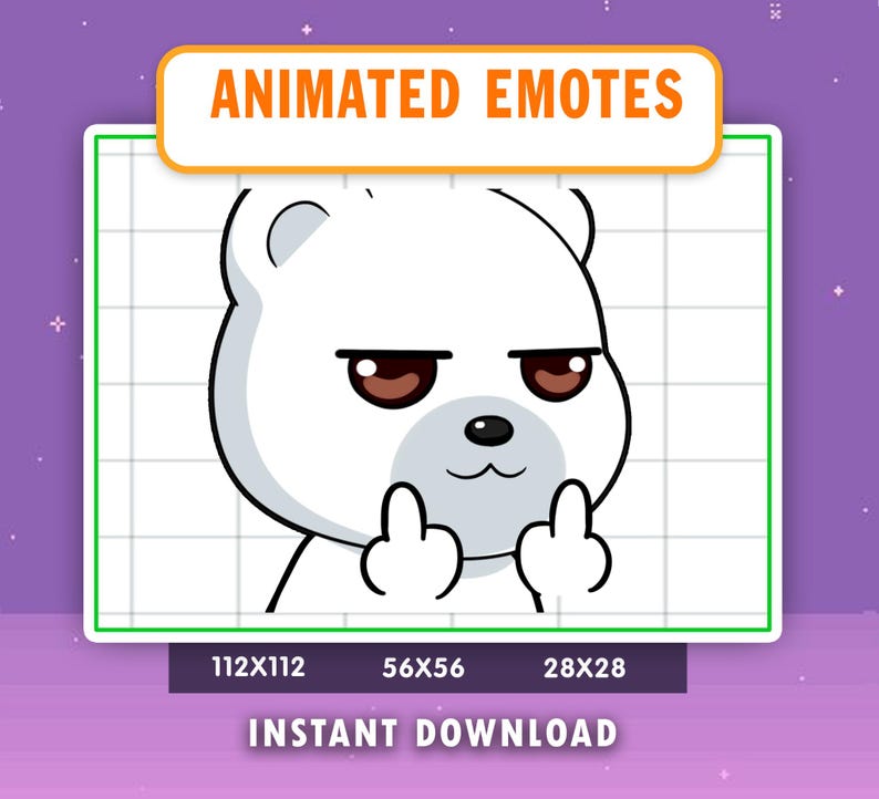 Animated Polar Bear Middle Finger Emote for Twitch, Discord, Youtube ...