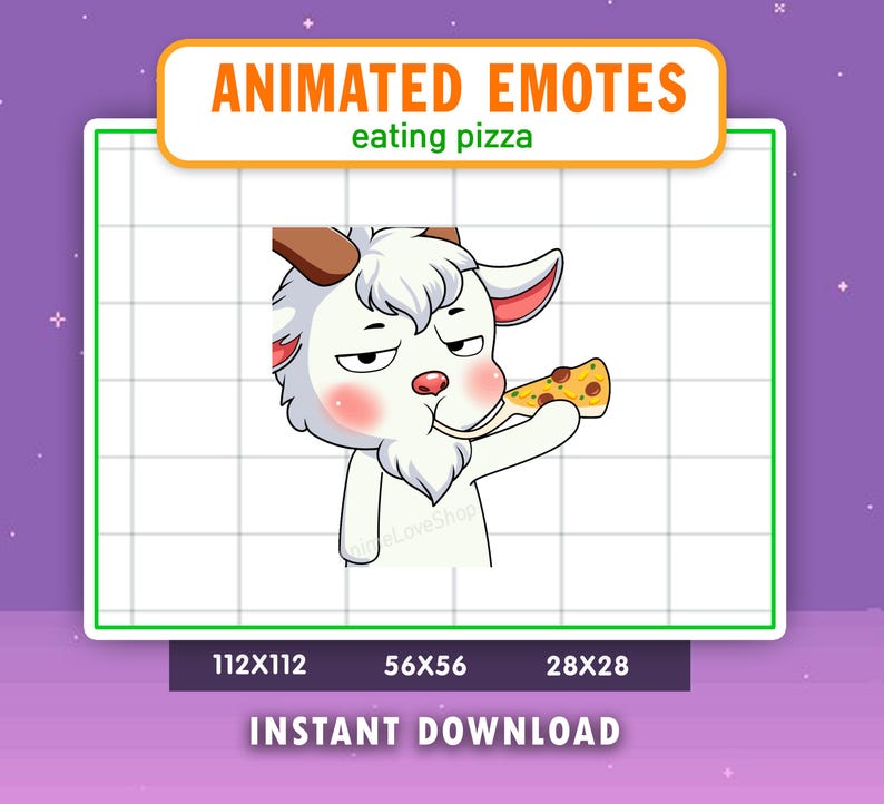 ANIMATED Goat Eating Pizza Emote for Twitch, Discord, Youtube, Goat ...