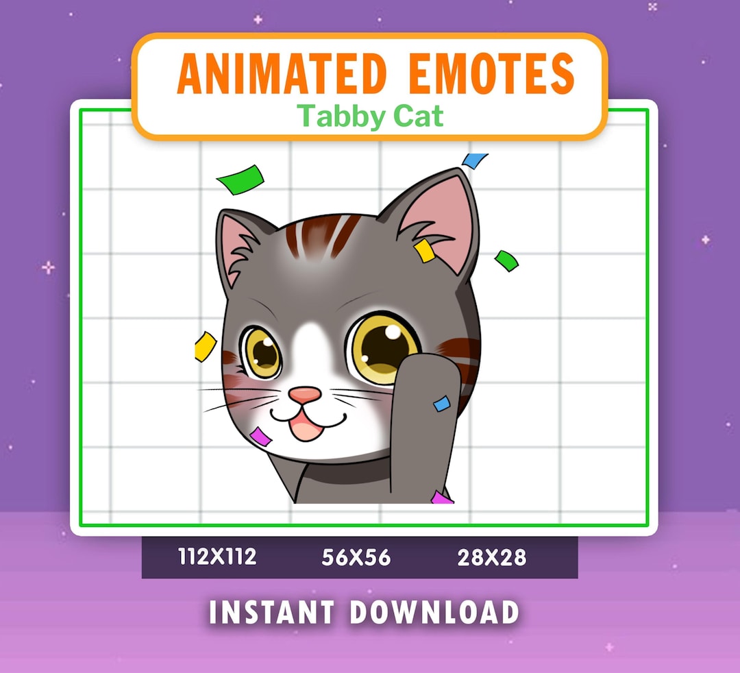 ANIMATED Gray Tabby Cat Hype Emote for Twitch, Discord, Youtube ...