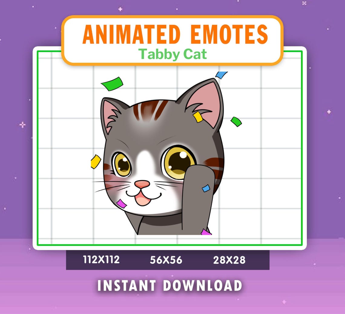 ANIMATED Gray Tabby Cat Hype Emote for Twitch, Discord, Youtube ...