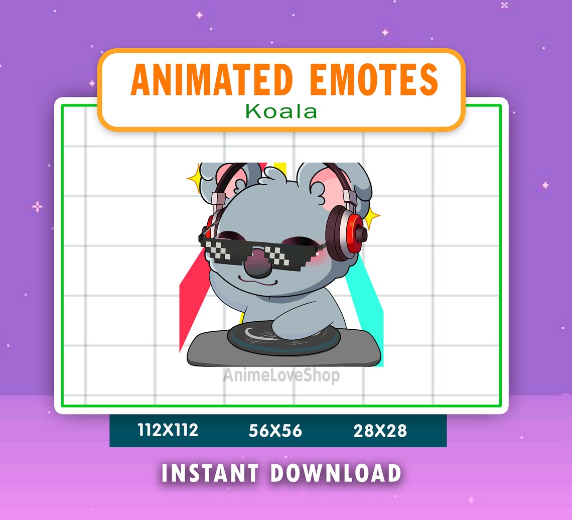 ANIMATED Koala DJ Emote for Twitch, Discord, Youtube, Animated Dance ...