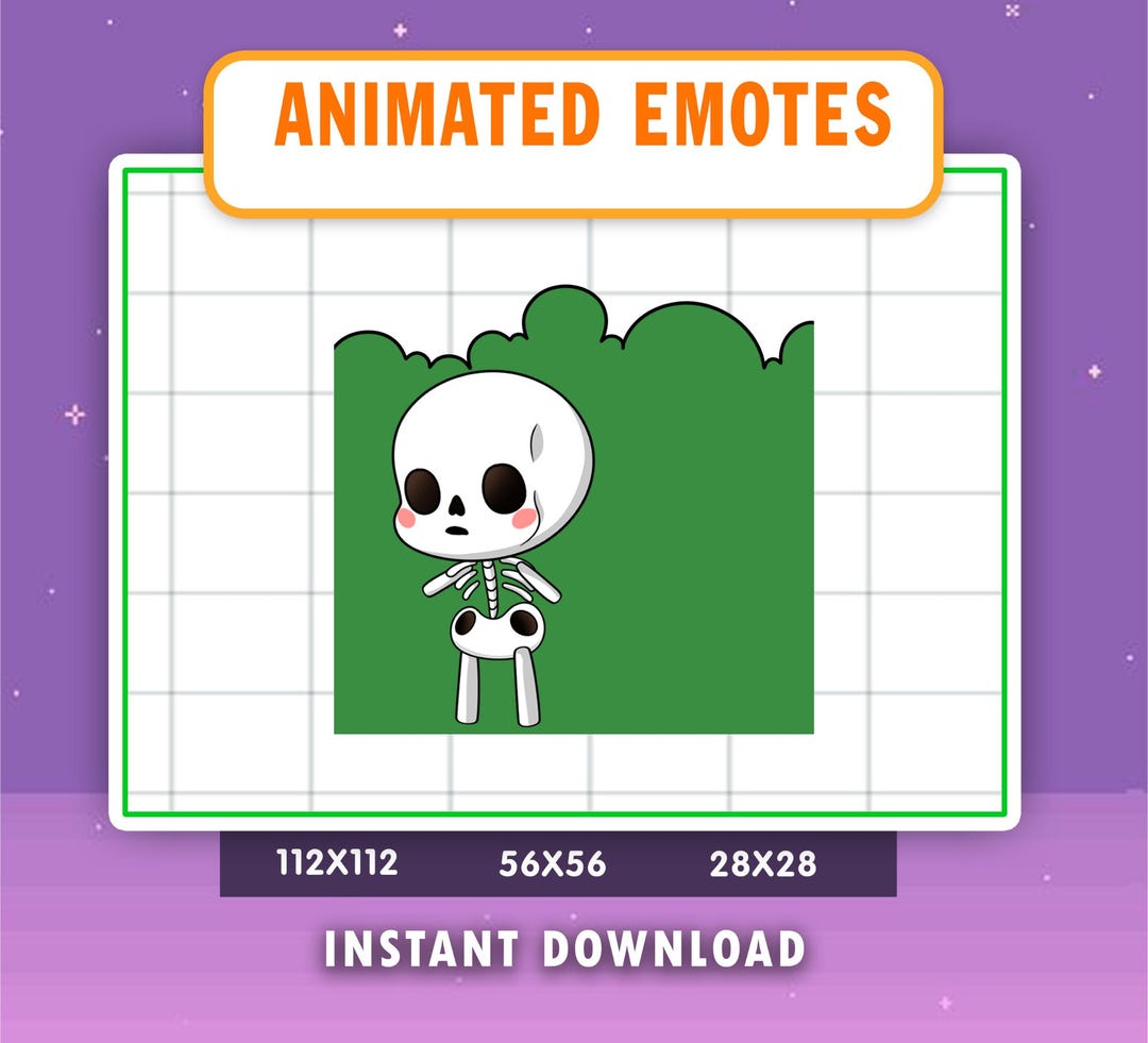 Animated Skeleton Lurk Emote for Twitch, Discord, Youtube (digital ...
