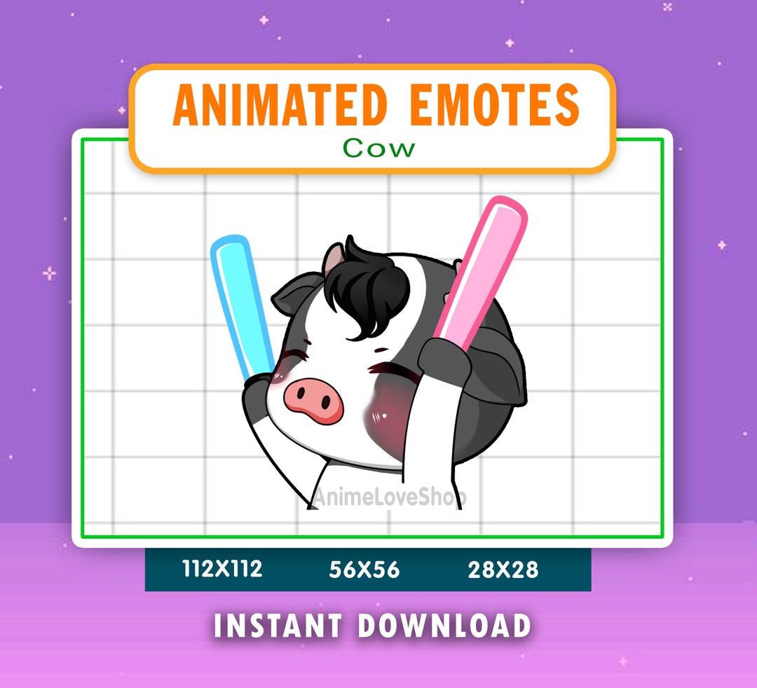 ANIMATED Black Cow Light Stick Emote for Twitch, Discord, Youtube ...