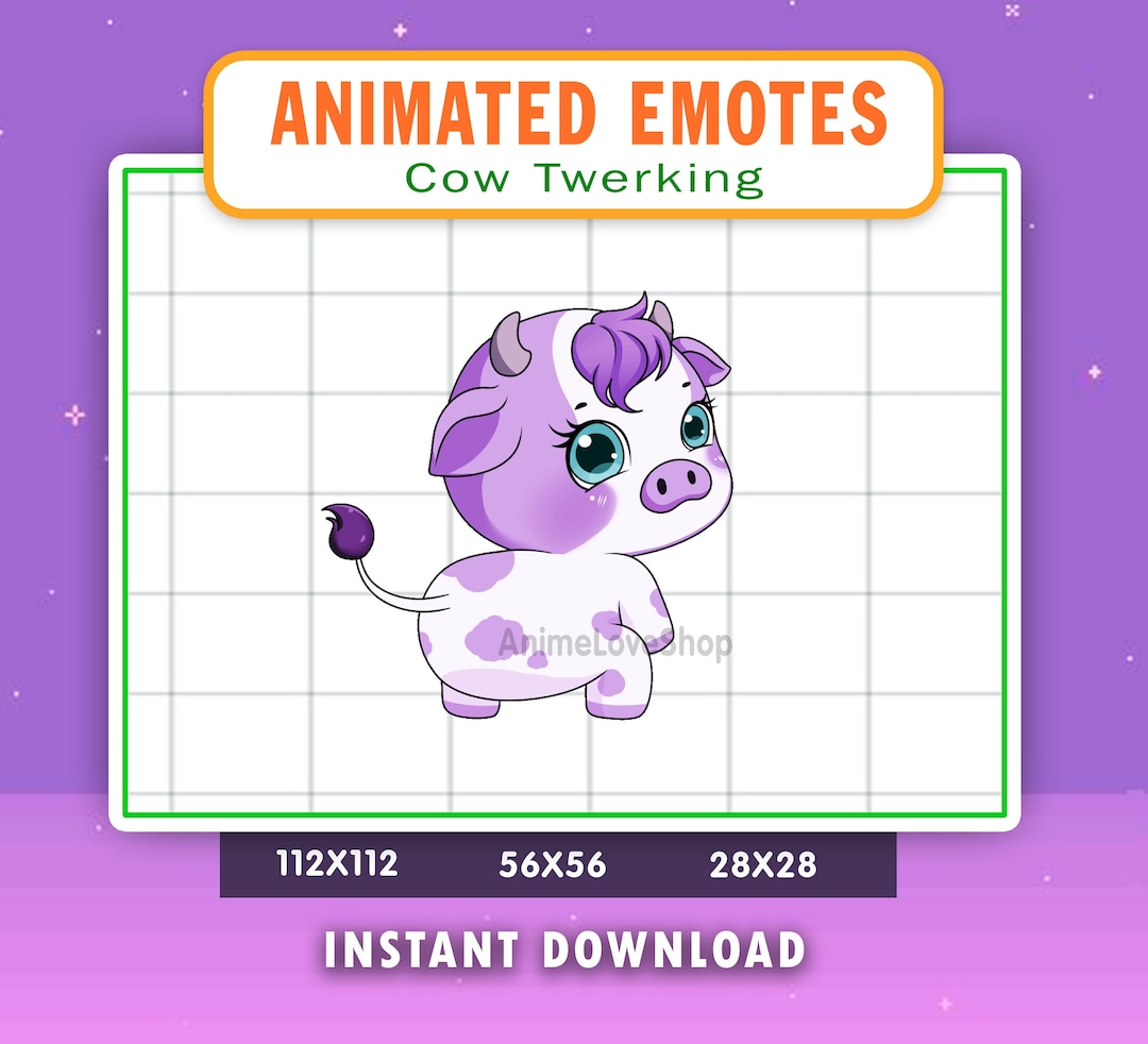 ANIMATED Purple Cow Twerking Emote for Twitch, Discord, Youtube ...