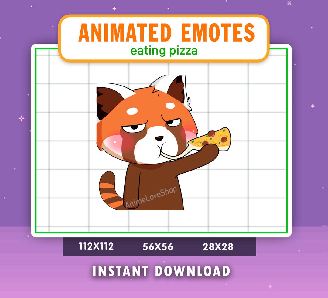 ANIMATED Red Panda Eating Pizza Emote for Twitch, Discord, Youtube, Red ...