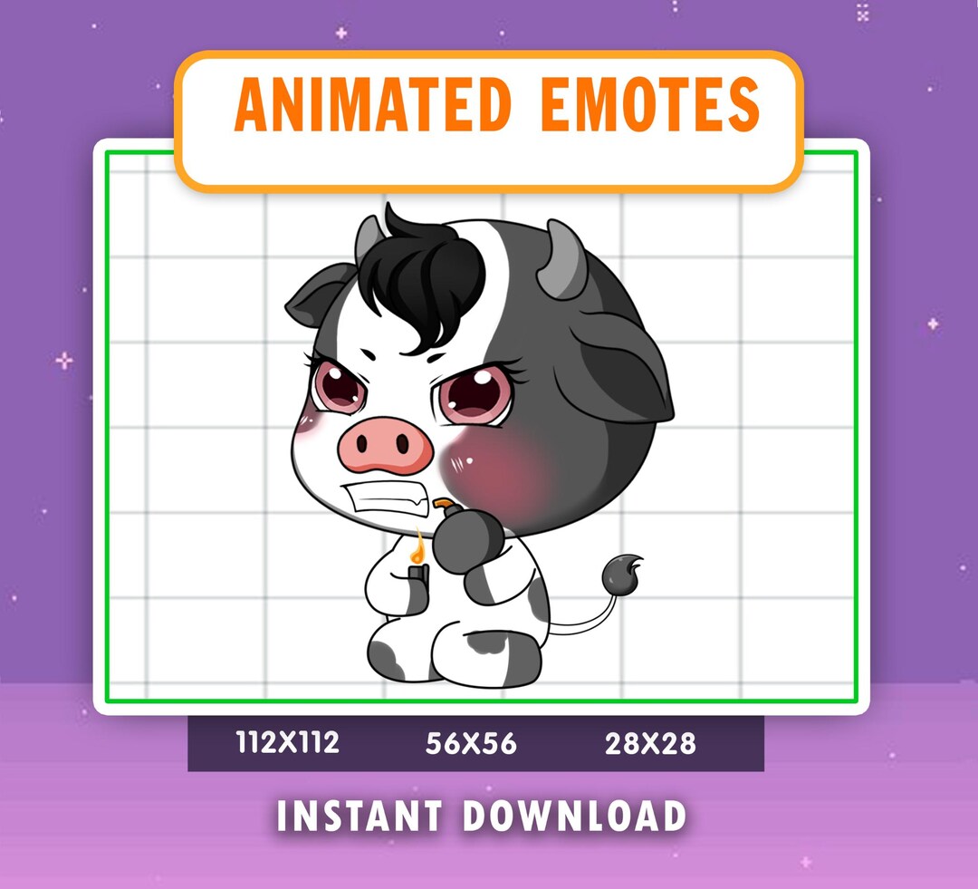Animated Angry Black Cow Bomb Light up Emote: Twitch, Discord, Youtube ...