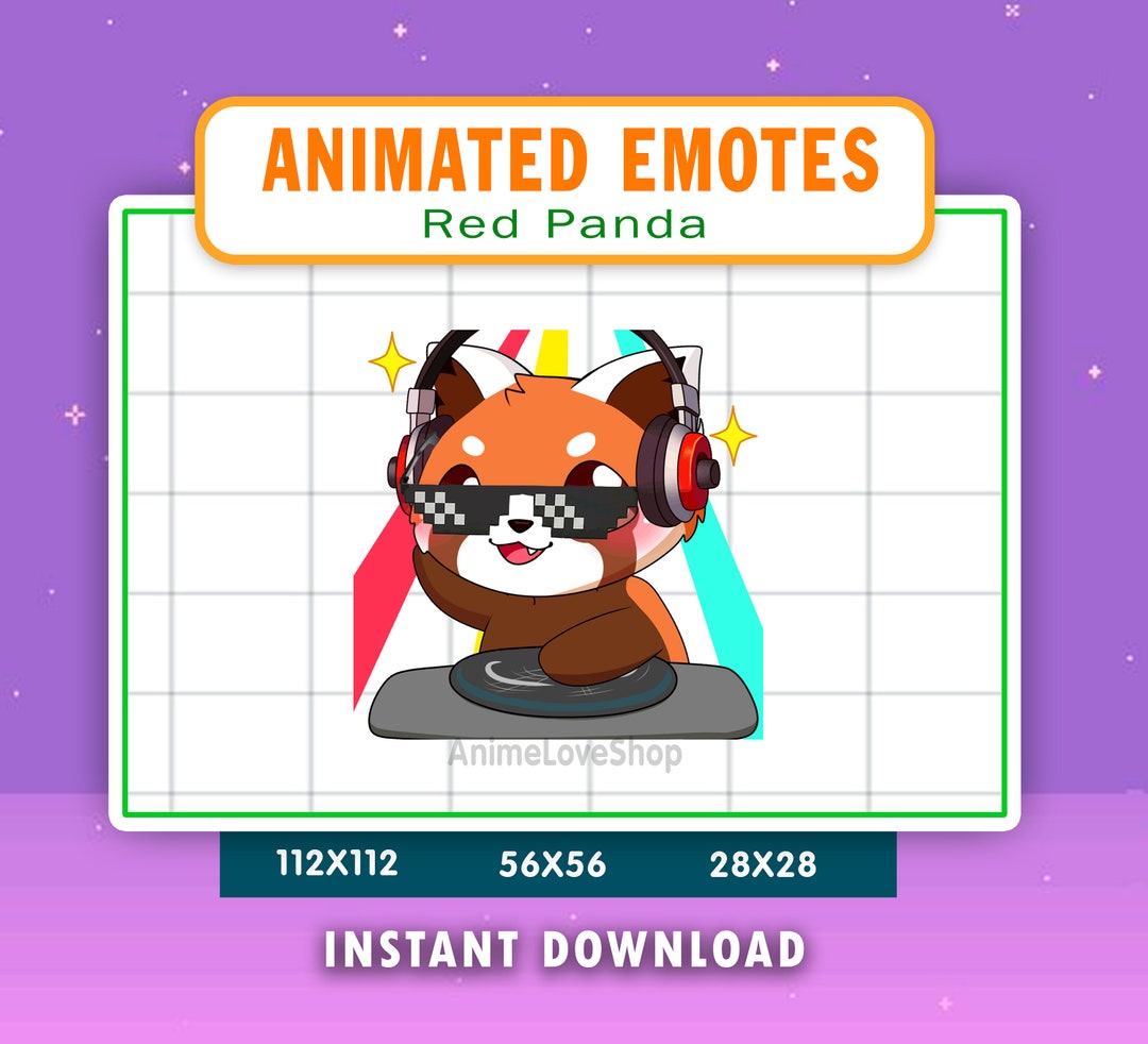 ANIMATED Red Panda DJ Emote for Twitch, Discord, Youtube, Animated ...