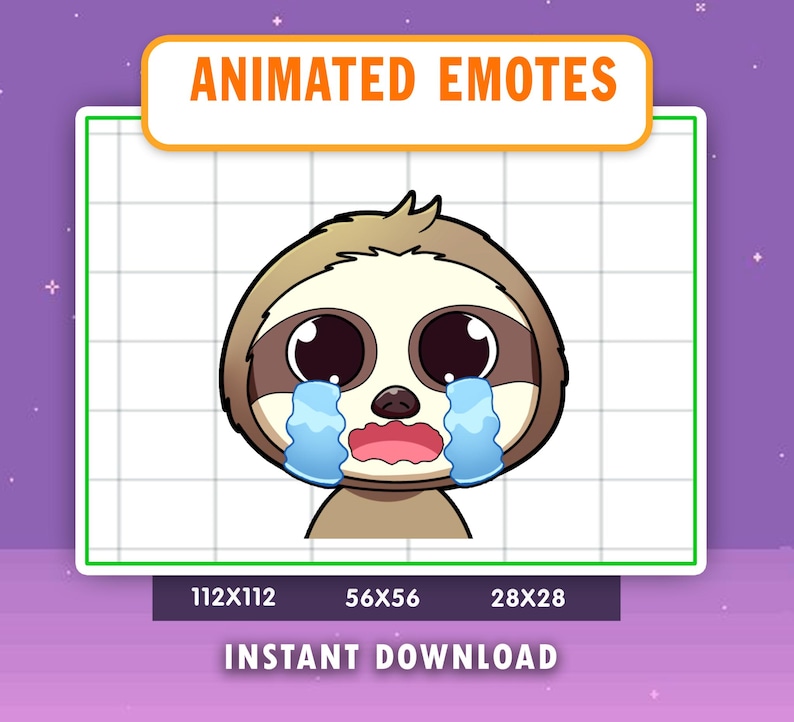 Animated Sloth Cry Emote: Twitch, Discord, Youtube (digital File) - Etsy UK