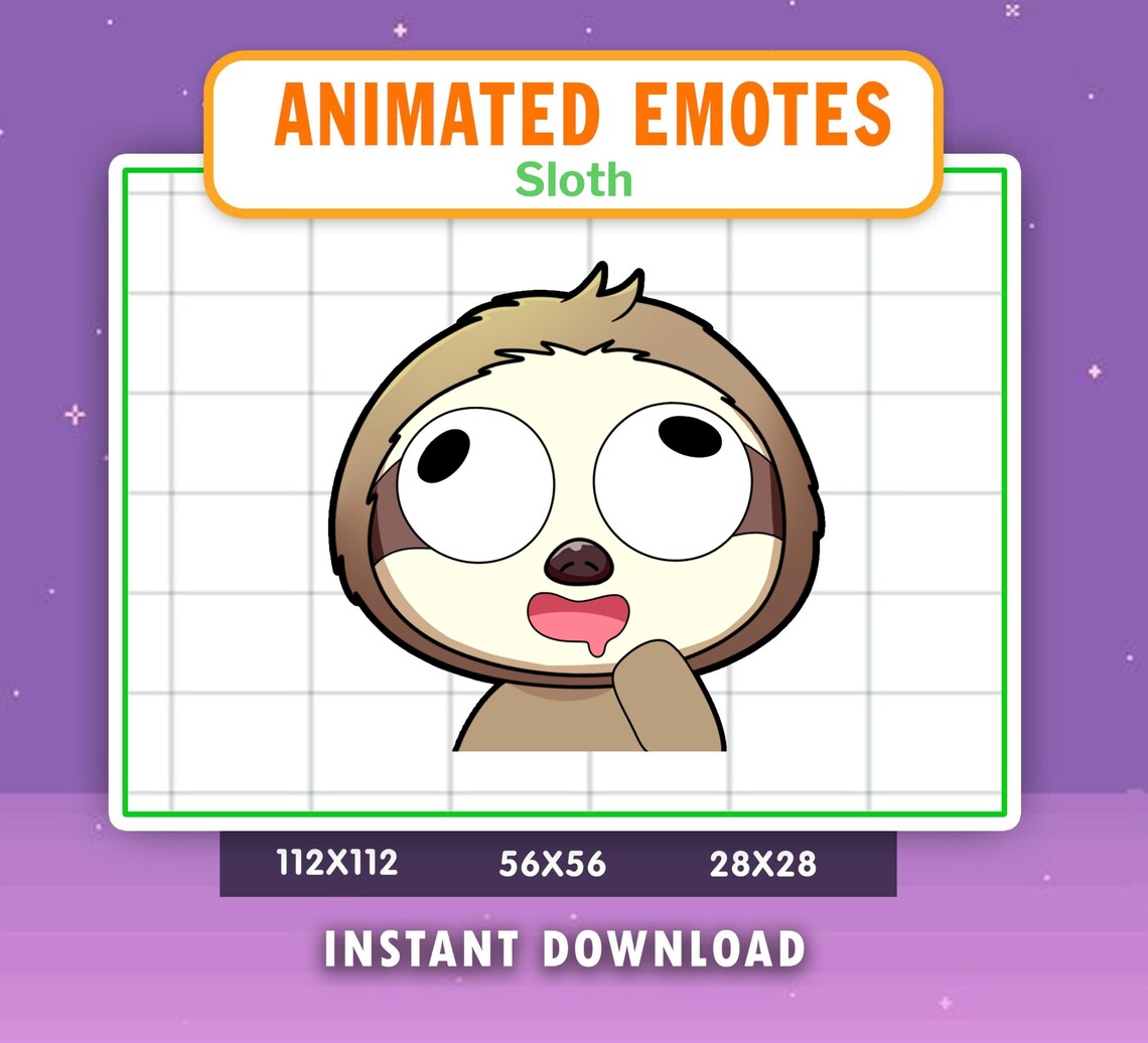 ANIMATED Sloth Dumb Emote for Twitch, Discord, Youtube, Animated Dumb ...