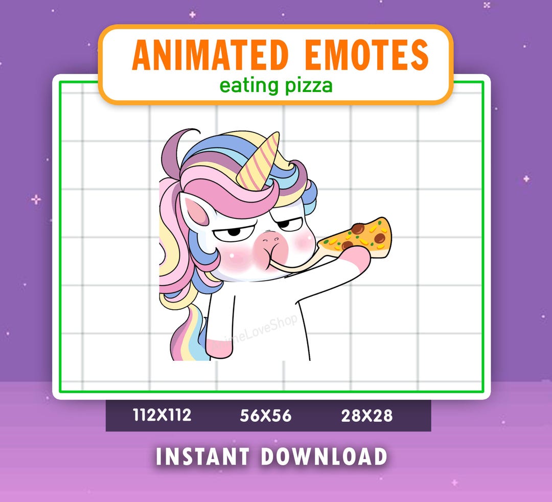 ANIMATED Unicorn Eating Pizza Emote for Twitch, Discord, Youtube ...