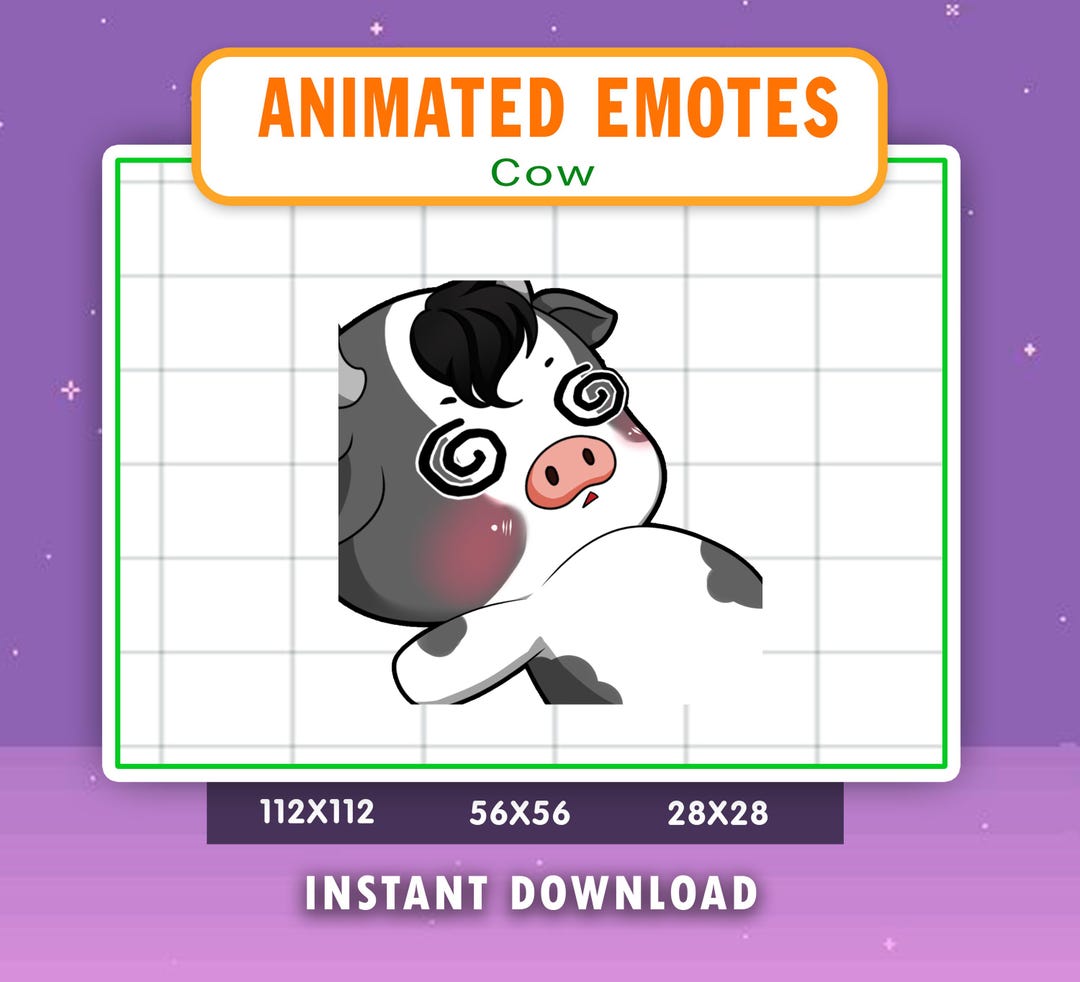 ANIMATED Cow Emote for Twitch, Discord, Youtube, Rip Emote, Livestream ...