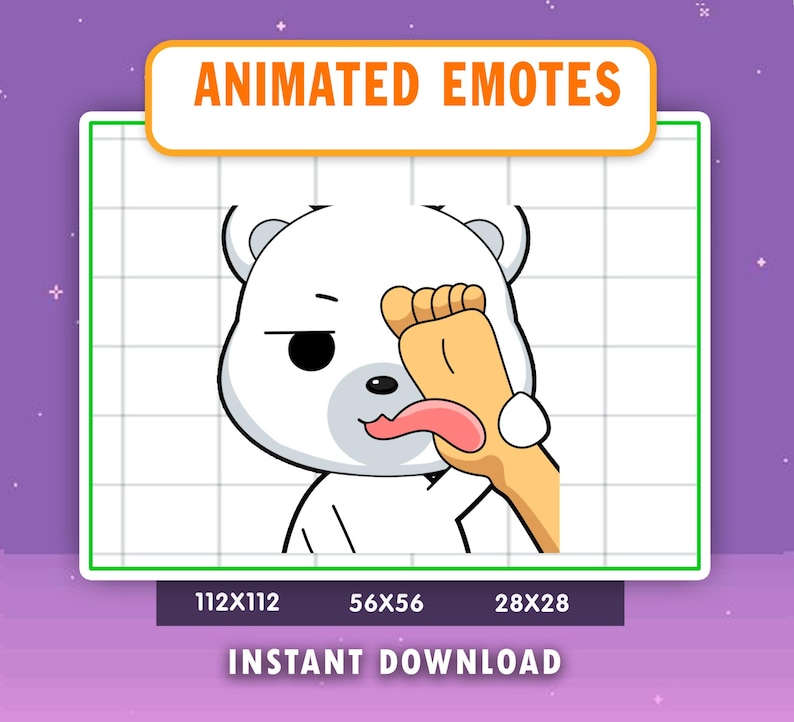 Animated Licking Foot Emote, Polar Bear Twitch Discord PNG (digital ...