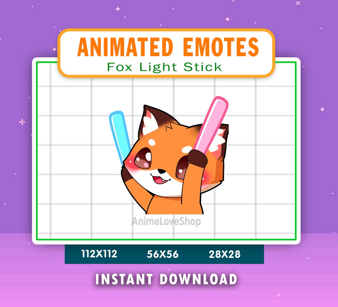 ANIMATED Fox Glow Stick Emote for Twitch, Discord, Youtube, Animated ...