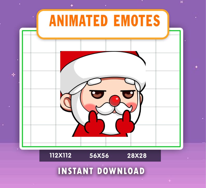 ANIMATED Santa Emote for Twitch, Discord, Youtube, Gif Emote, Middle ...