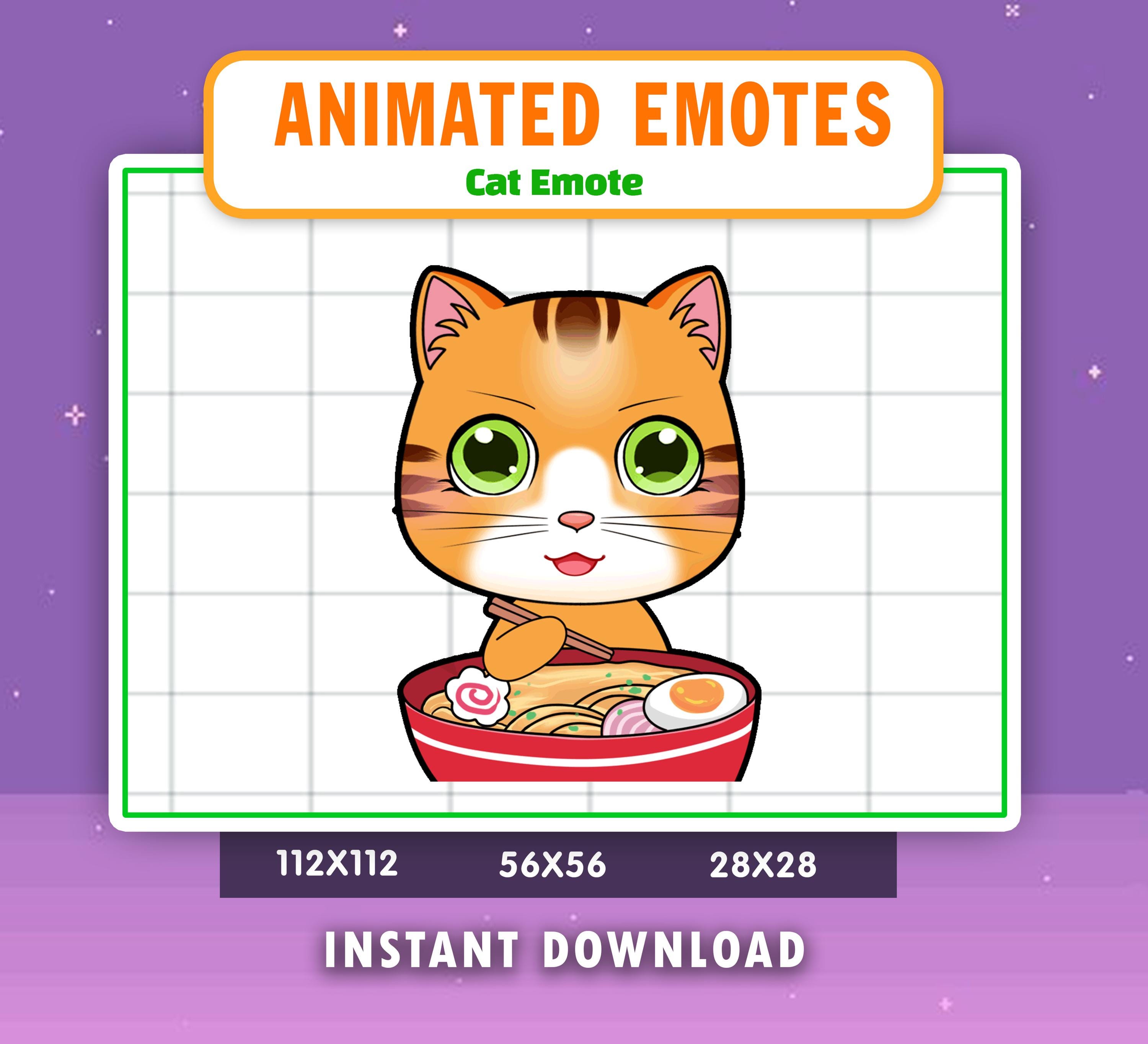 ANIMATED Cat Emote for Twitch, Discord, Youtube, Eating Ramen Emote ...