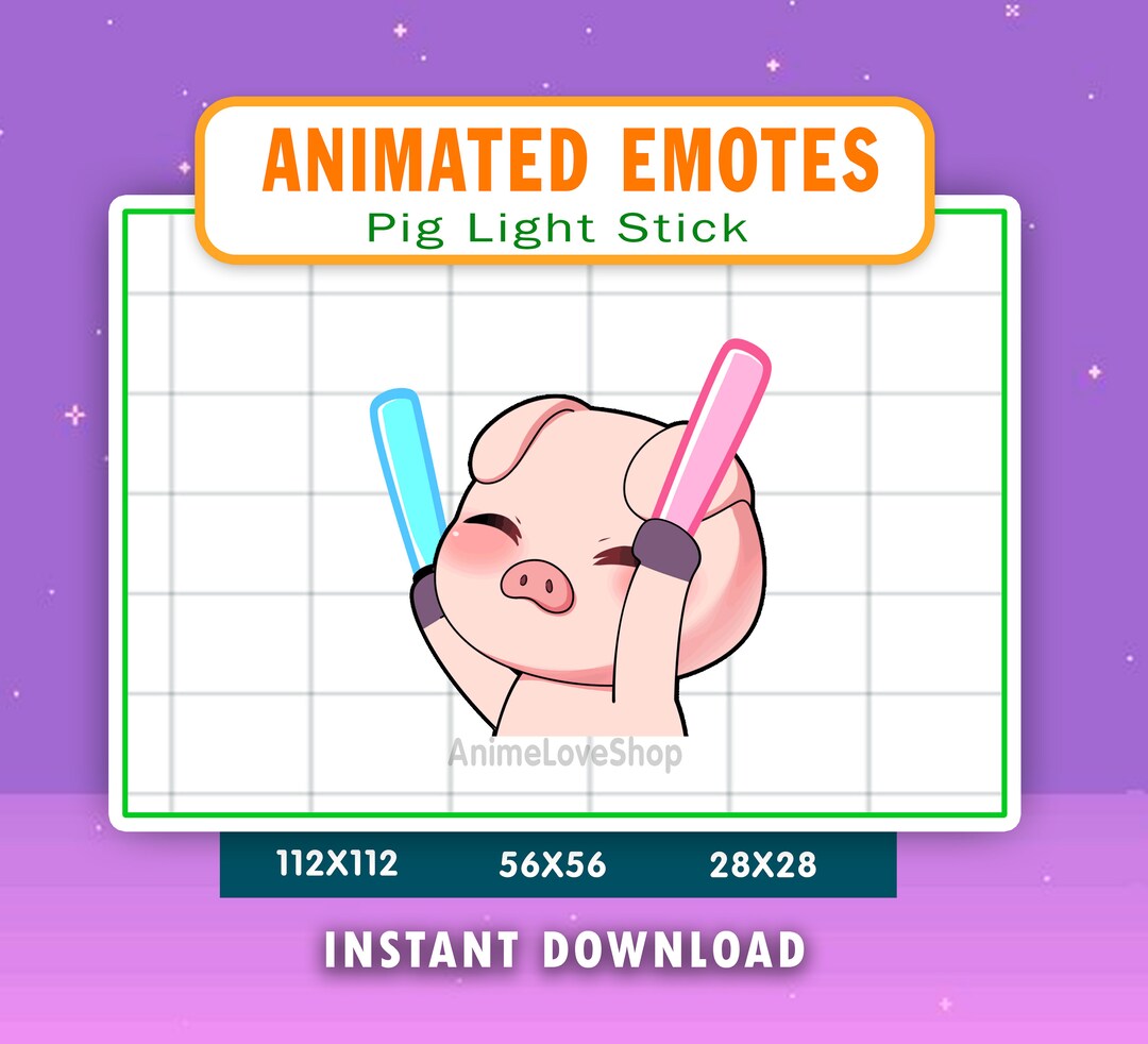 ANIMATED Pig Glow Stick Emote for Twitch, Discord, Youtube, Animated ...